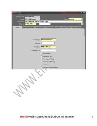 Oracle Project Accounting (PA) Online Training | DOCX