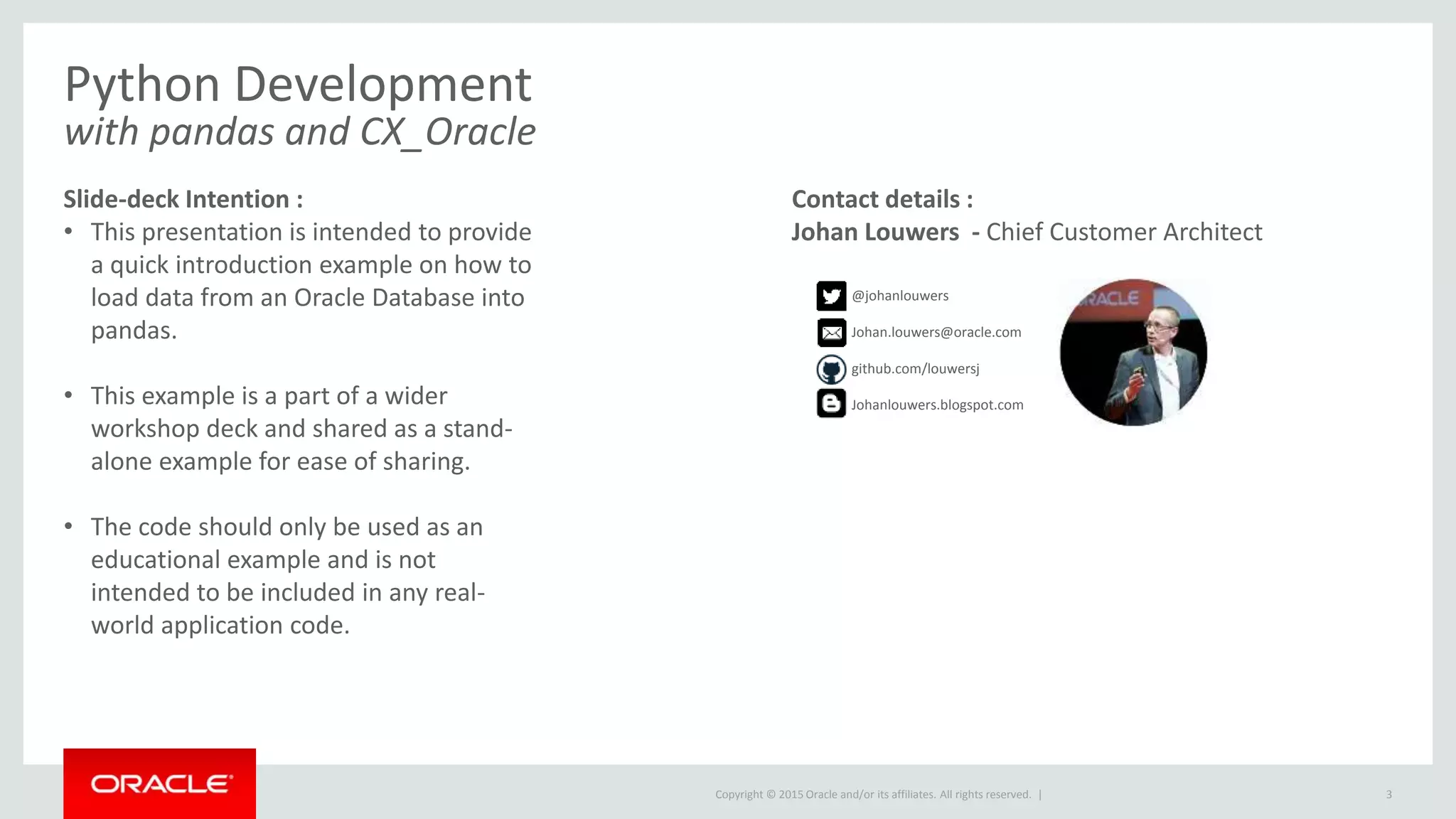 Import Data From Oracle Database Into Python Pandas Dataframe Ppt 3789