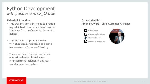 Import Data From Oracle Database Into Python Pandas Dataframe