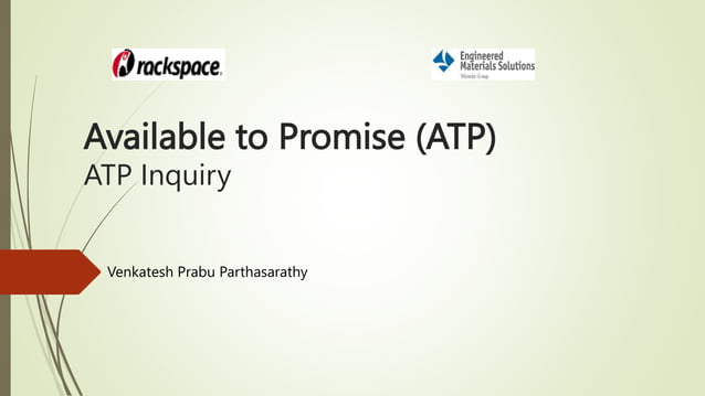 Available to Promise Oracle R12 ATP.pptx | Business | Business and Finance