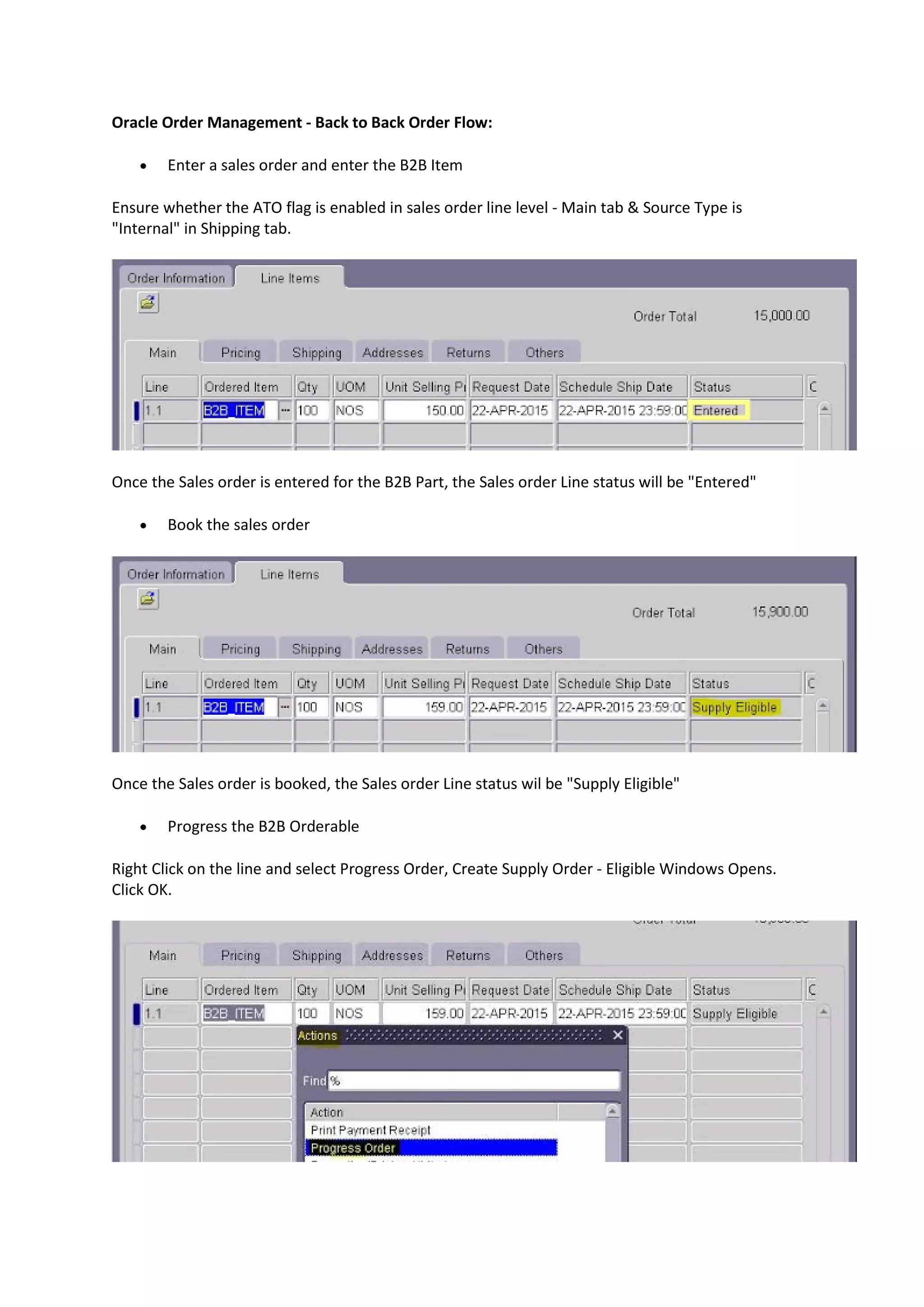 Oracle R12 Order Management - Back to Back (B2B) Order Flow: | PDF
