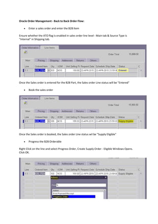 Oracle R12 Order Management - Back to Back (B2B) Order Flow: | PDF