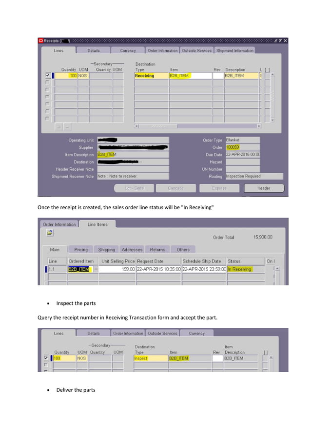 Oracle R12 Order Management - Back to Back (B2B) Order Flow: | PDF