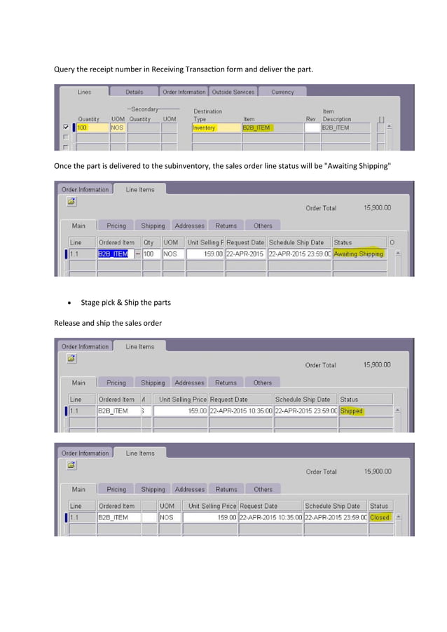 Oracle R12 Order Management - Back to Back (B2B) Order Flow: | PDF