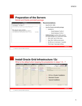 Oracle RAC 12c Best Practices Sanger OOW13 [CON8805] | PDF