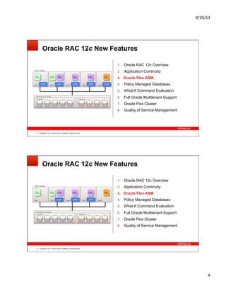 Oracle RAC 12c New Features List OOW13 | PDF
