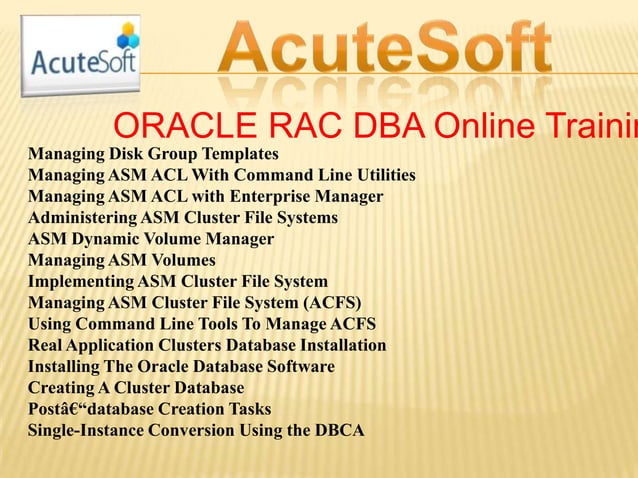 Oracle Rac Dba Online Training Ppt