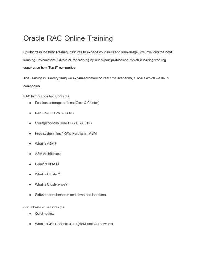 Oracle RAC Online Training.pdf | Databases | Computer Software and ...