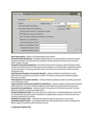 Oracle Receivables – Transaction Batch Sources | PDF