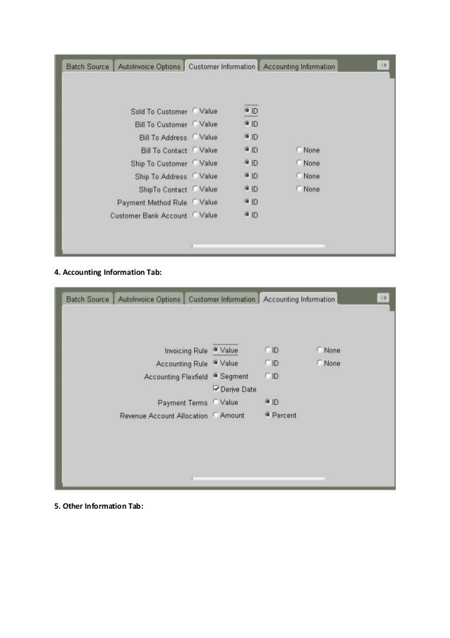 Oracle Receivables Transaction Batch Sources