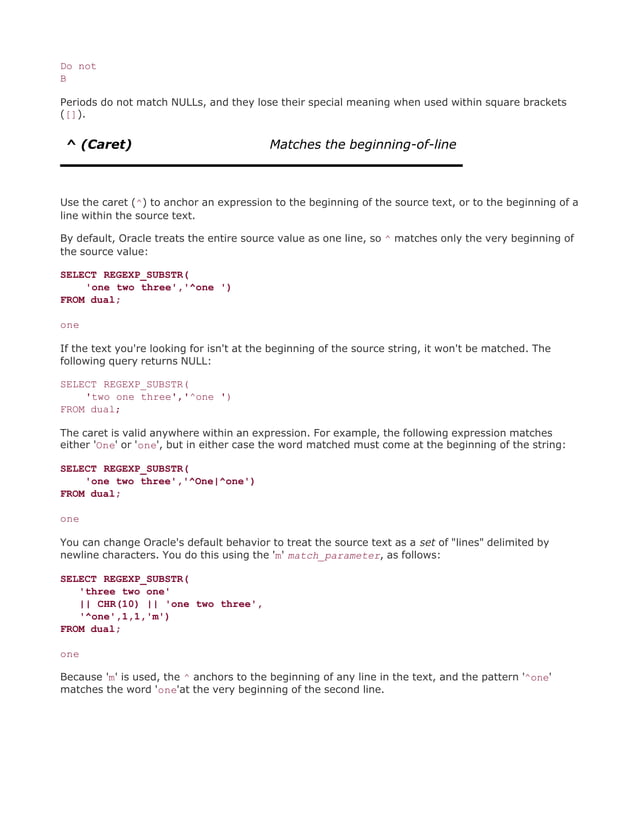 Oracle Regular Expressions Pdf