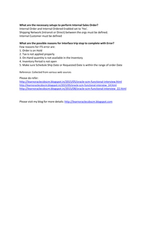 Oracle SCM Functional Interview Questions & Answers - Order Management Module - Part IV | PDF