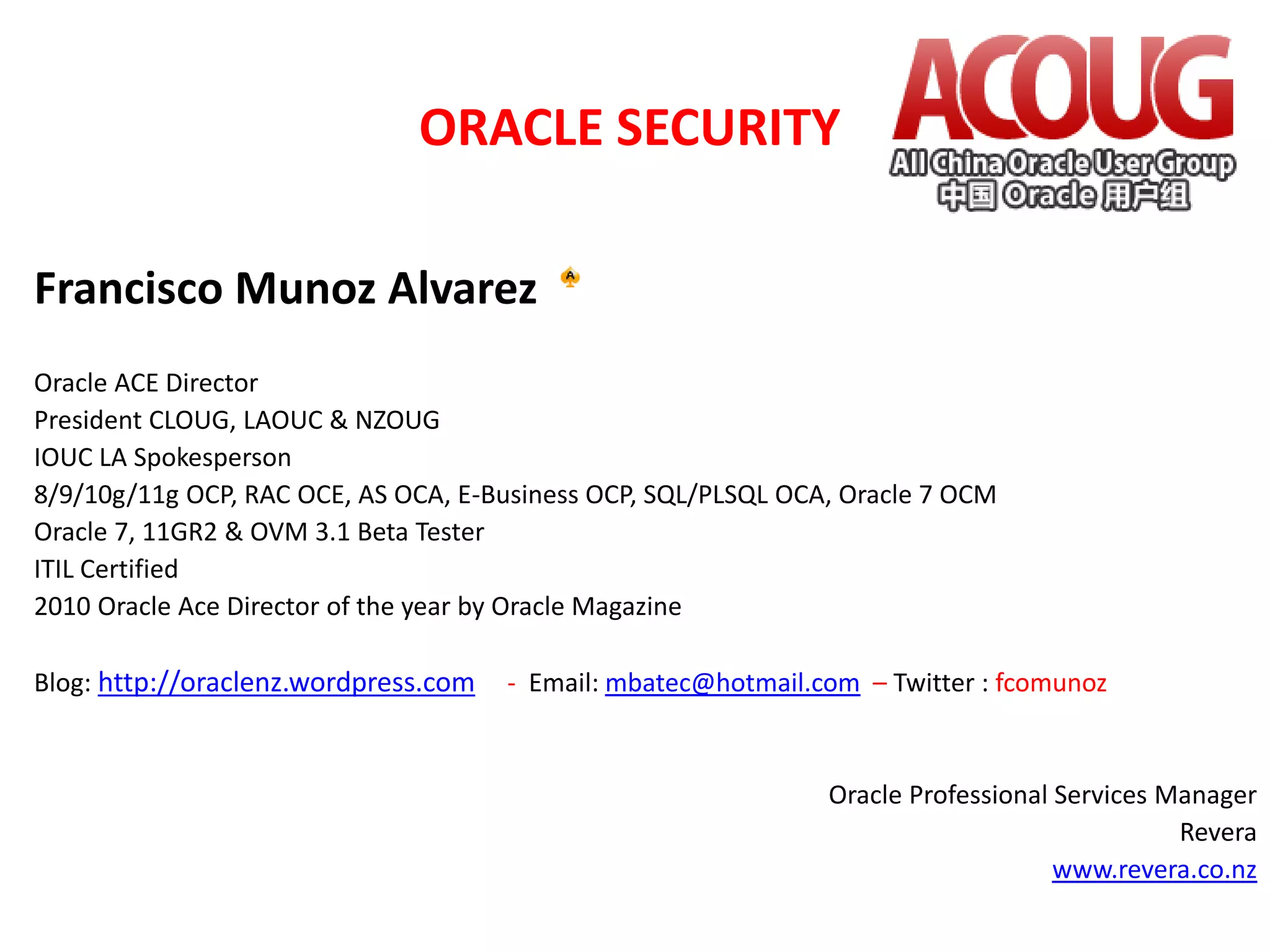 Oracle Security Presentation Ppt