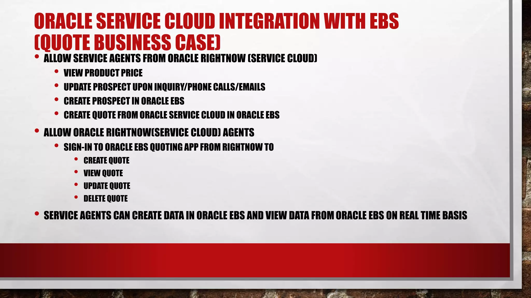 Oracle Service Cloud(Rightnow) Integration with EBS and JIRA | PPTX