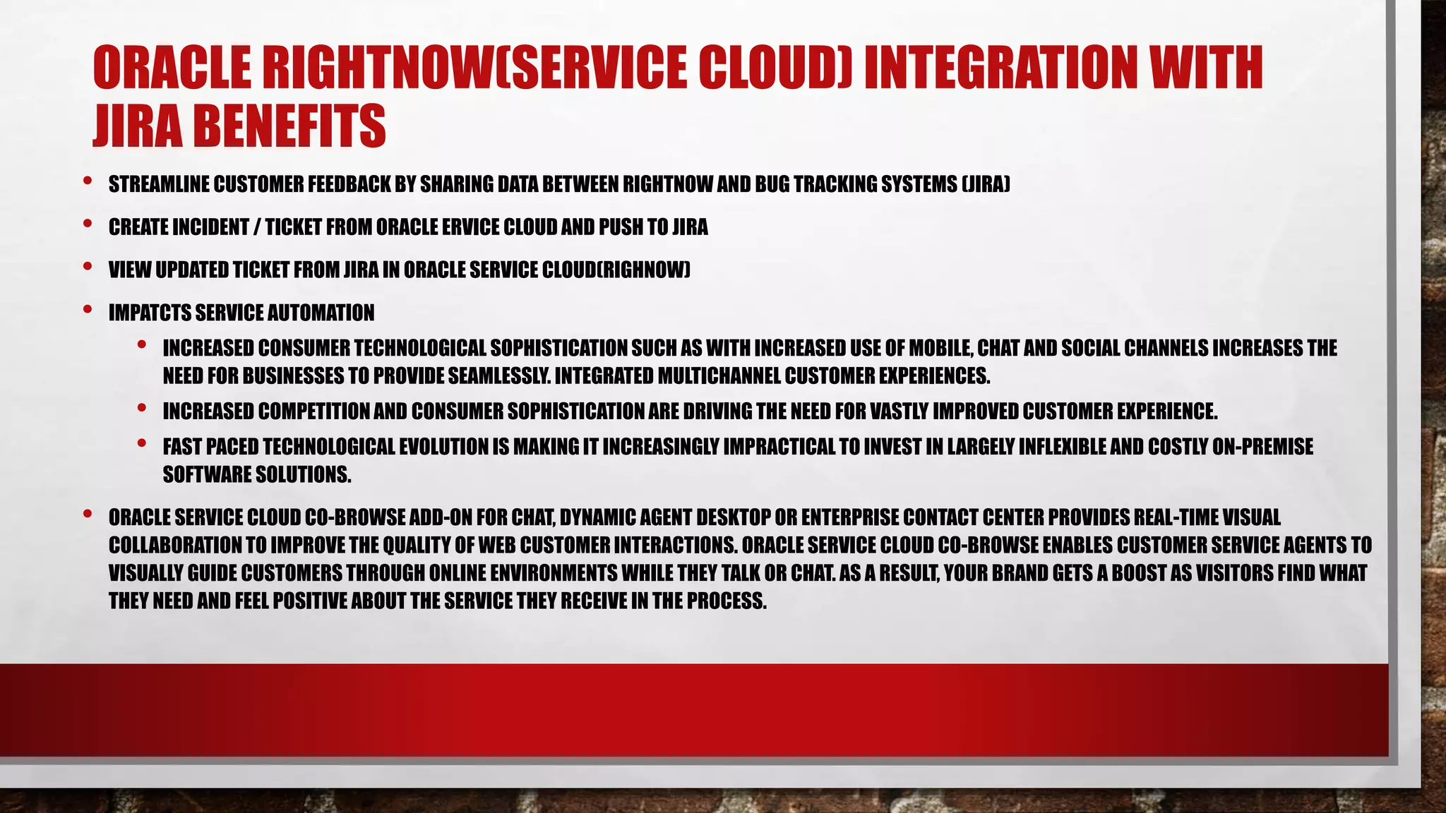 Oracle Service Cloud(Rightnow) Integration with EBS and JIRA | PPTX