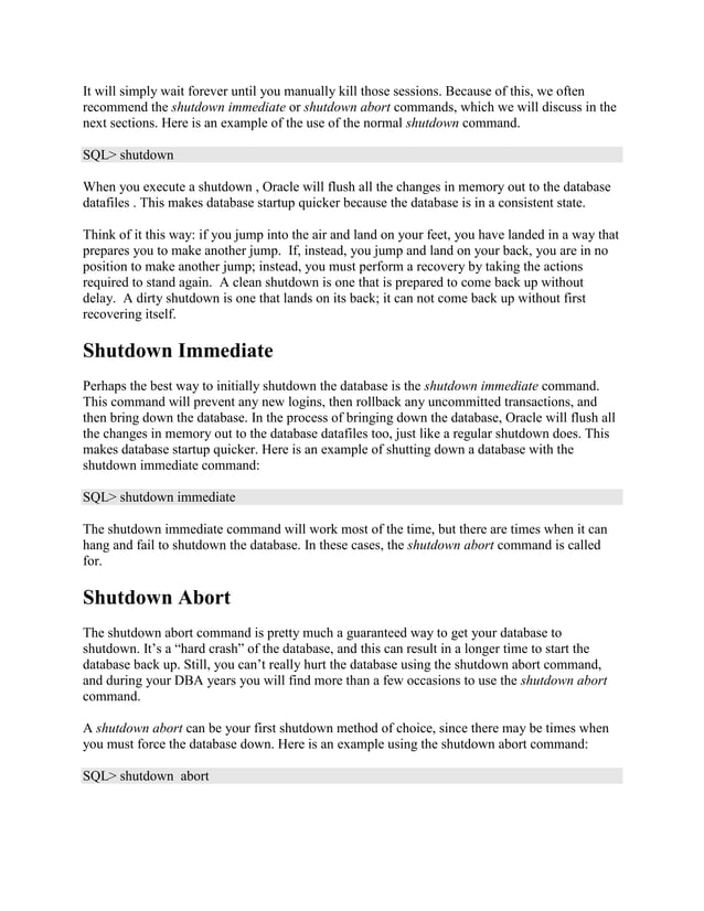 Oracle Shutdown Docx Databases Computer Software And Applications