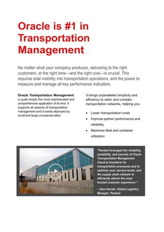 Oracle's logistics solutions | PDF