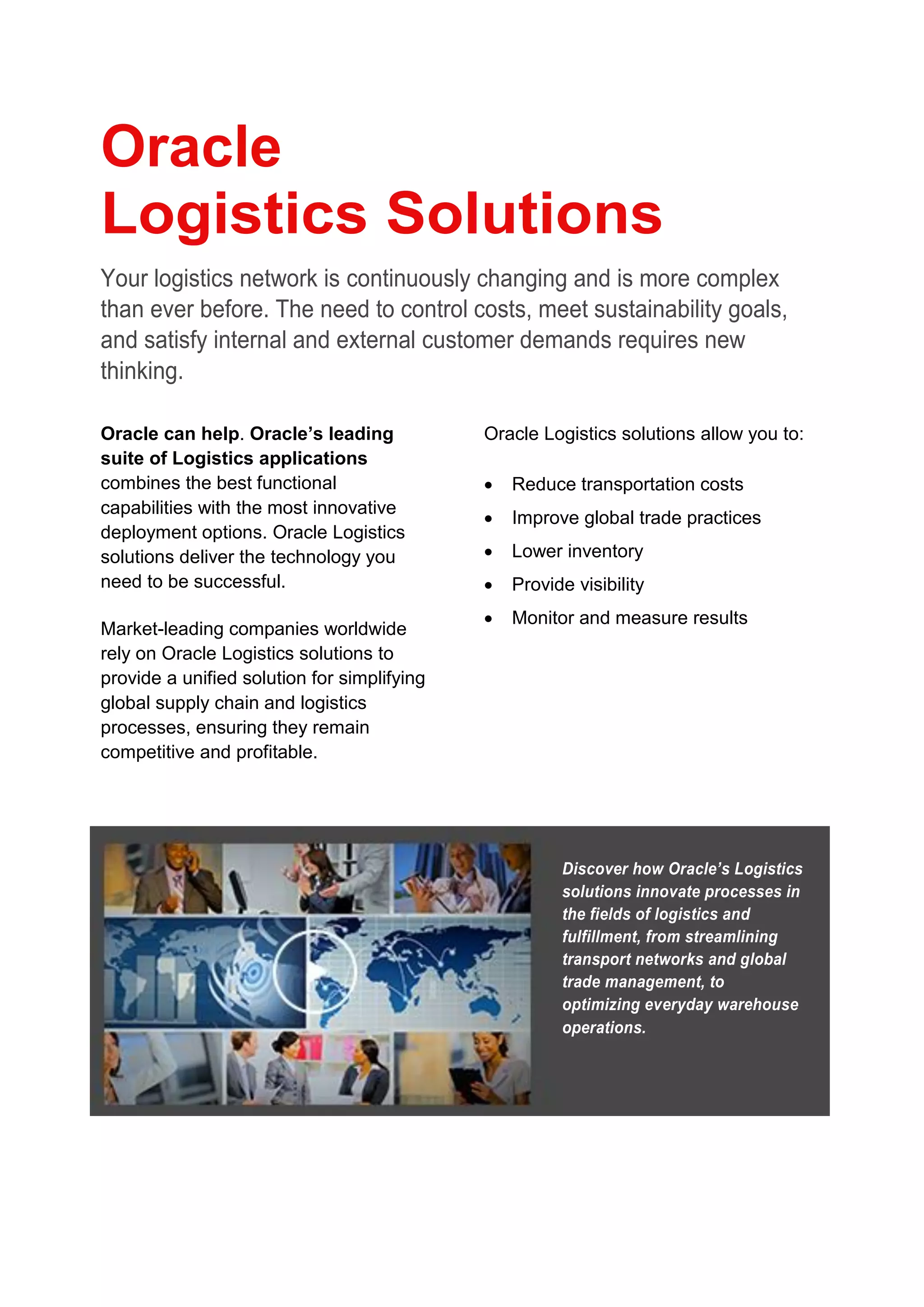 Oracle's logistics solutions | PDF