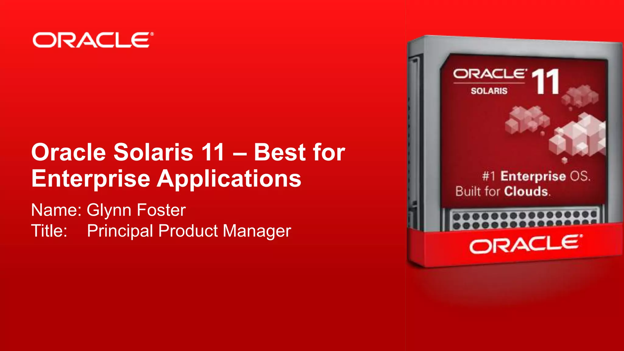 Oracle Solaris 11 Best For Enterprise Applications Ppt
