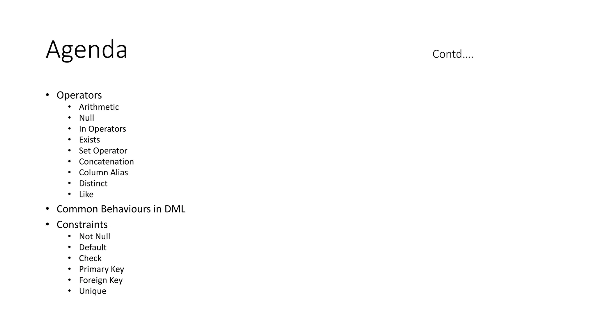 Oracle SQL 19c Agenda.pptx | Databases | Computer Software and Applications