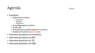 Oracle SQL 19c Agenda.pptx | Databases | Computer Software and Applications
