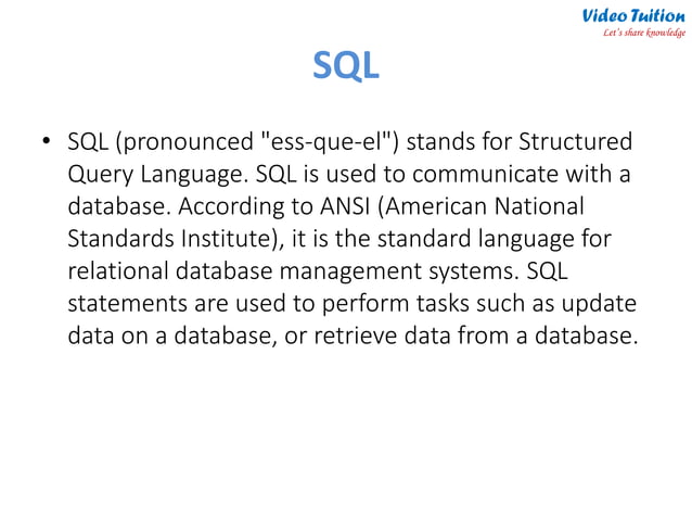 Oracle/SQL For Beginners - DDL | DML | DCL | TCL - Quick Learning | PDF ...