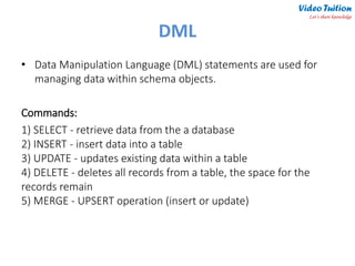 Oracle/SQL For Beginners - DDL | DML | DCL | TCL - Quick Learning | PDF