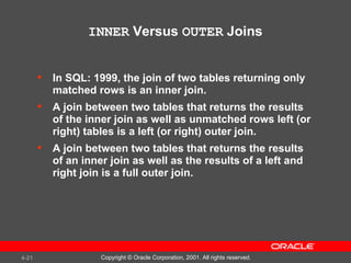 Oracle sql joins | PPT | Databases | Computer Software and Applications