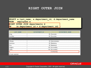 Oracle sql joins | PPT | Databases | Computer Software and Applications