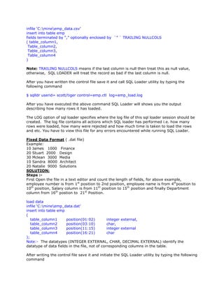 Oracle sql loader utility | PDF