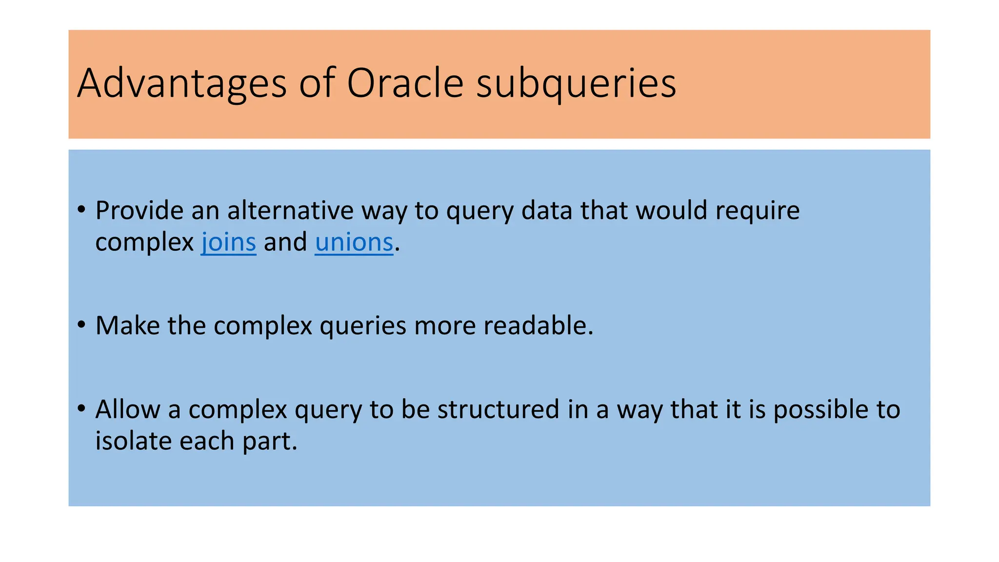 Oracle Sub Queries for interview preparation | PPTX | Databases | Computer Software and Applications
