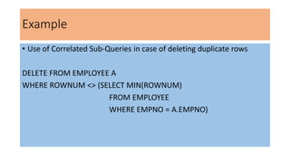 Oracle Sub Queries for interview preparation | PPTX