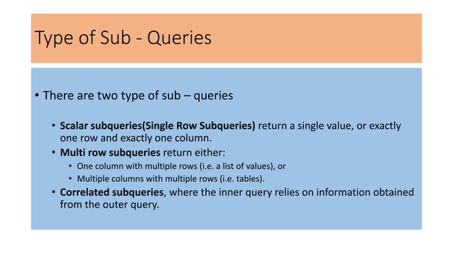 Oracle Sub Queries for interview preparation | PPTX | Databases | Computer Software and Applications