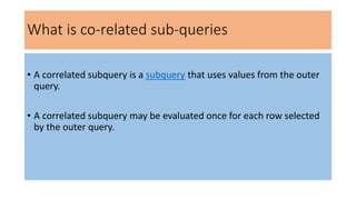 Oracle Sub Queries for interview preparation | PPTX
