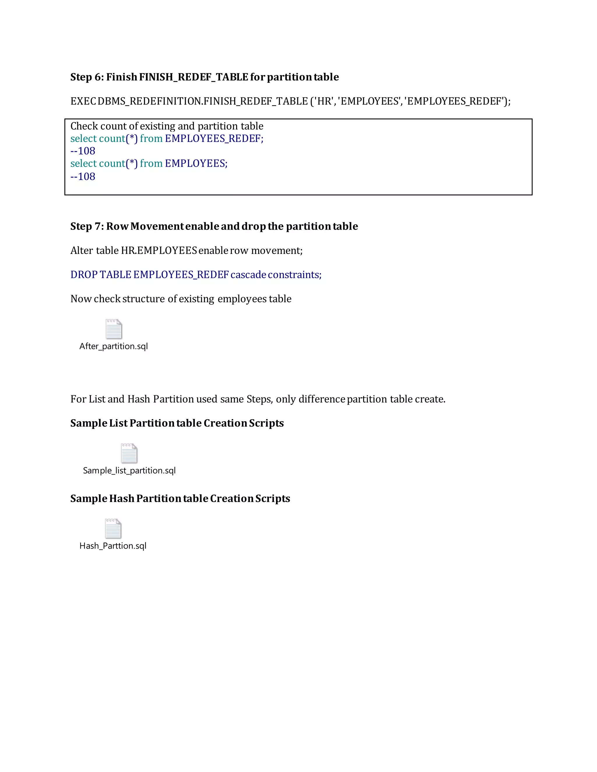 Oracle Table Partition Step Docx Databases Computer Software And 9422