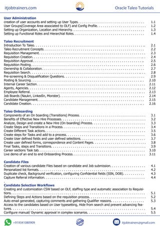 Oracle taleo syllabus | PDF