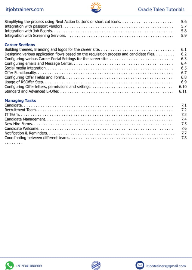 Oracle taleo syllabus | PDF