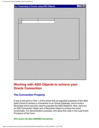 Oracle to vb 6.0 connectivity | PDF