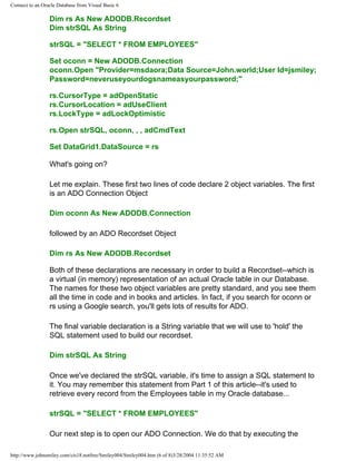 Oracle to vb 6.0 connectivity | PDF