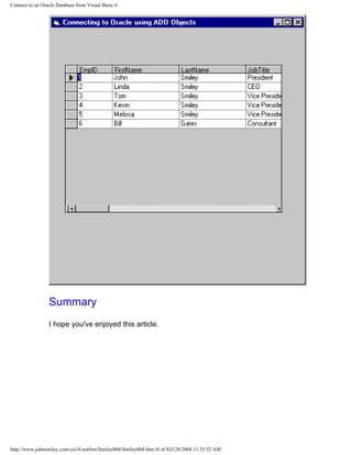 Oracle to vb 6.0 connectivity | PDF