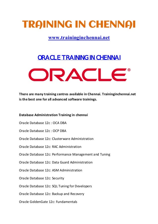 Oracle Training In Chennai