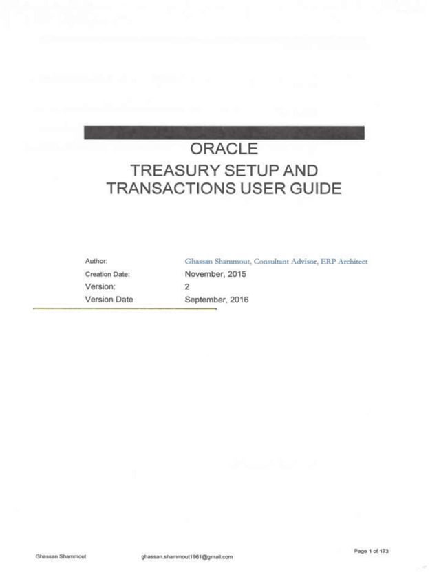 Oracle treasury setup and transactions user guide | PPTX