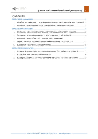 Oracle Veritabanı Güvenlik Testi Çalışmaları | PDF