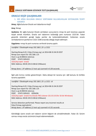 Oracle Veritabanı Güvenlik Testi Çalışmaları | PDF