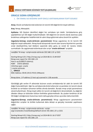 Oracle Veritabanı Güvenlik Testi Çalışmaları | PDF