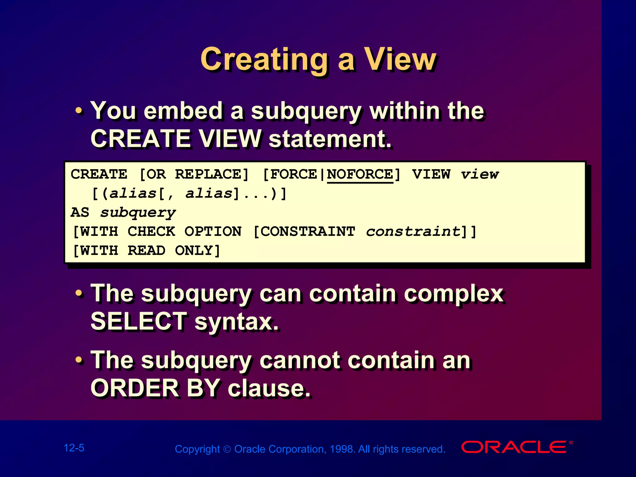 Oracle views | PPTX