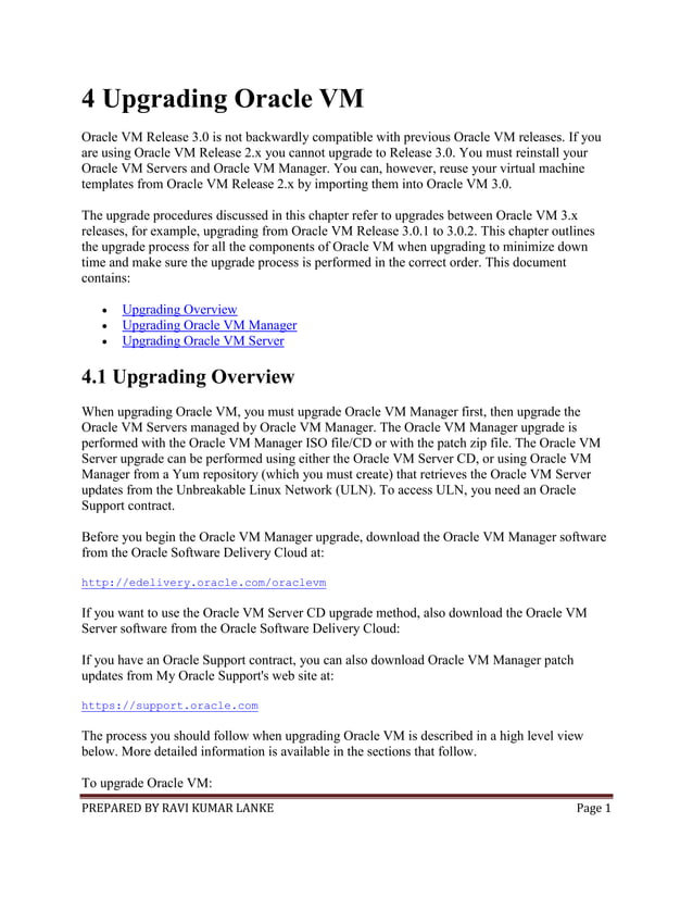 Oracle vm upgradation | PDF