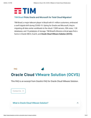 VMware to Oracle Cloud – Simplified Migration with OCI & OCVS | PDF
