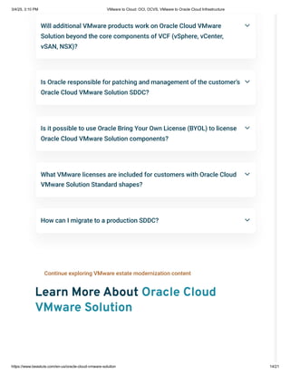 VMware to Oracle Cloud – Simplified Migration with OCI & OCVS | PDF