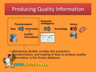 Oracle Warehouse | PPTX | Databases | Computer Software and Applications